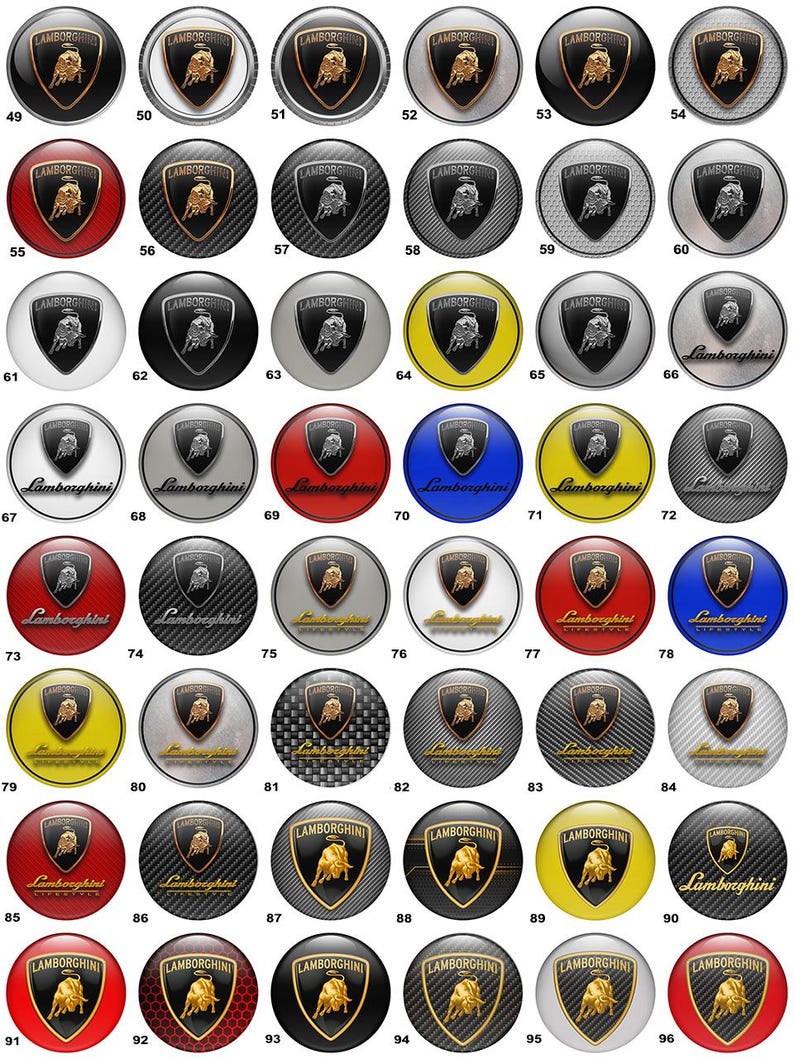 Lamborghini Decal Hub Badges Center Stickers Domed Rim 3M Wheel Emblem ...