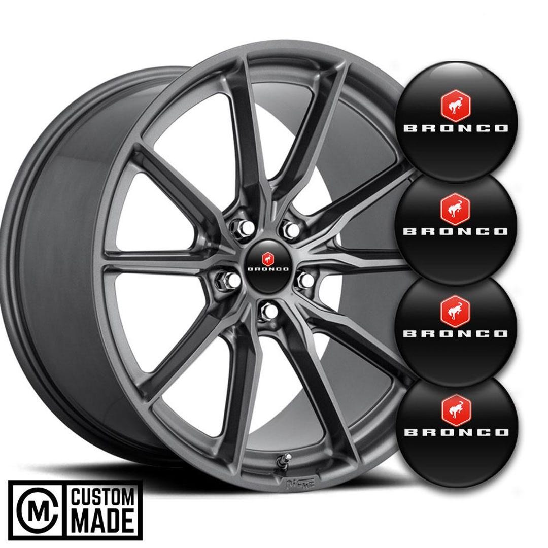 Bronco Emblem Wheel Center Domed Decals Hub Set 4 Pcs Caps Custom ...