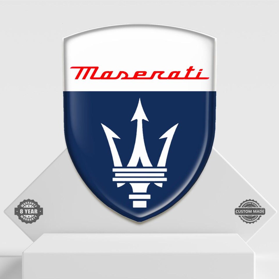 MASERATI Shield 3D Domed Badge Emblem Logo Car Self Adhesive Silicone ...