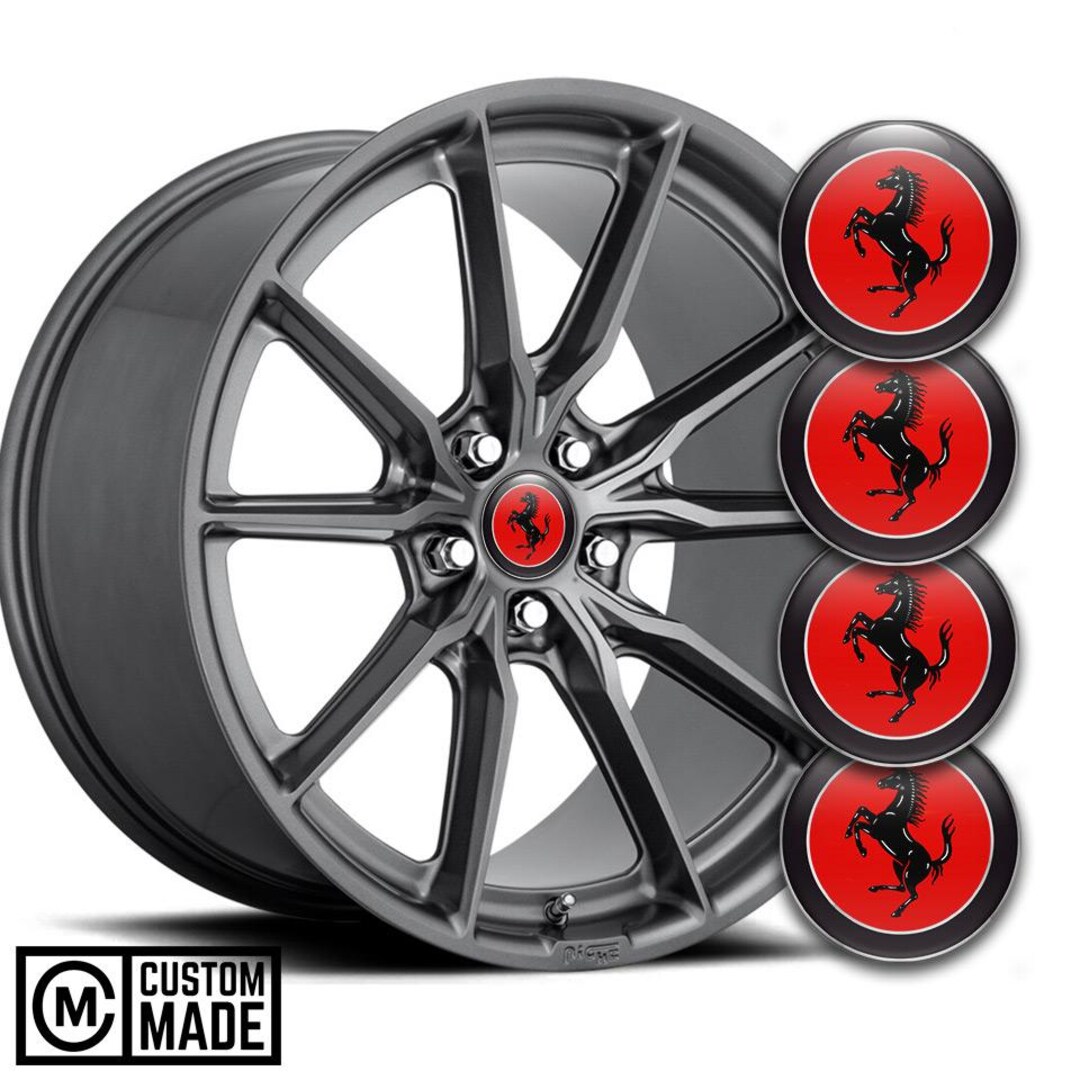 Ferrari Decal Hub Badges Center Stickers Domed 3M Wheel Emblem Logo ...
