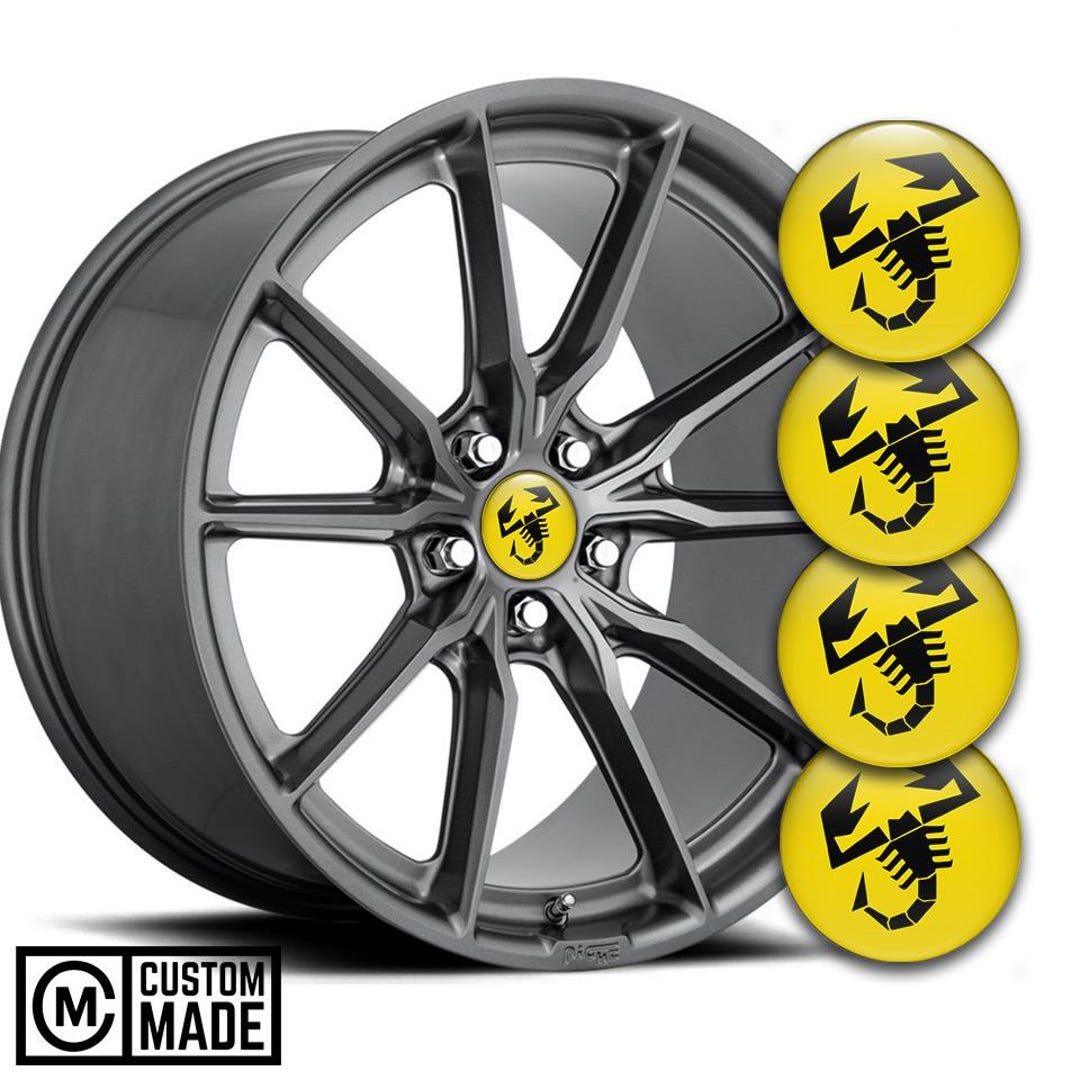 Abarth 500 Center Stickers Domed Rim Decals Hub Badges 3M Wheel Emblem ...
