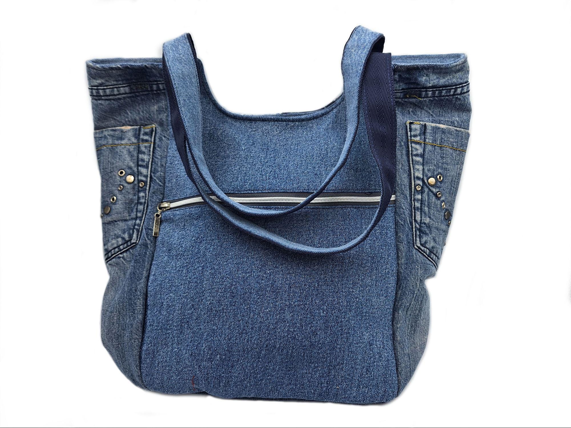 Large Jean Tote Upcycled Denim Bag, Oversize Jeans Bag Levi Denim Bag ...