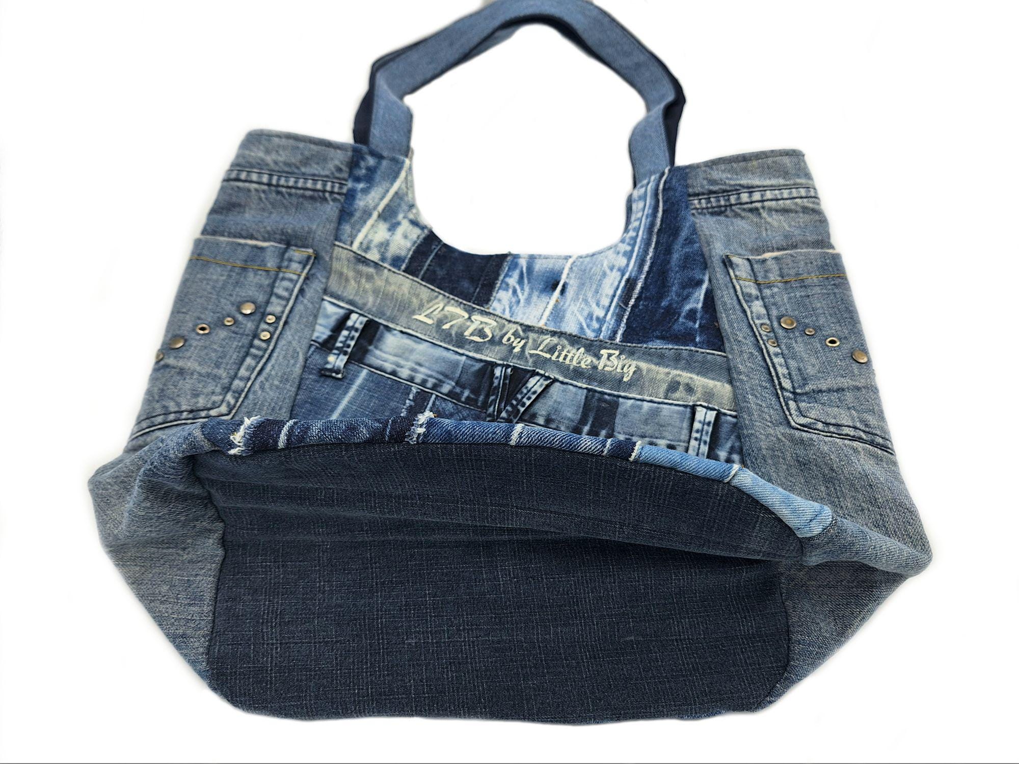 Large Jean Tote Upcycled Denim Bag, Oversize Jeans Bag Levi Denim Bag ...