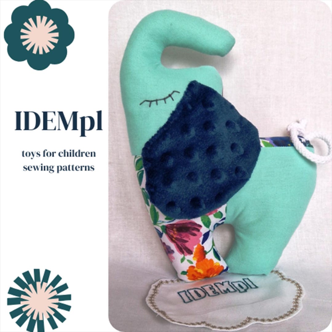 Elephant Sewing Pattern Pdf, Patchwork Elephant Toy, Sewing ...