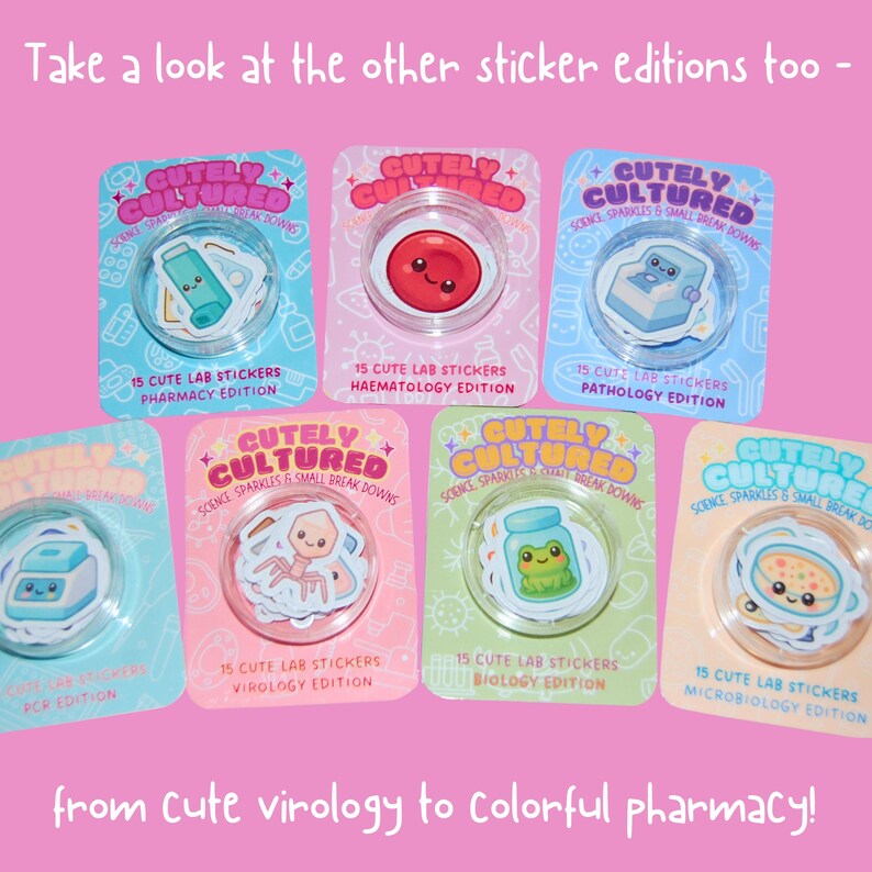 Parasitology Sticker Set - 15 Mini Kawaii Lab Stickers in Petri Dish ...
