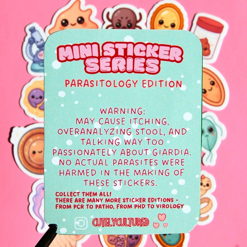 Parasitology Sticker Set - 15 Mini Kawaii Lab Stickers in Petri Dish ...