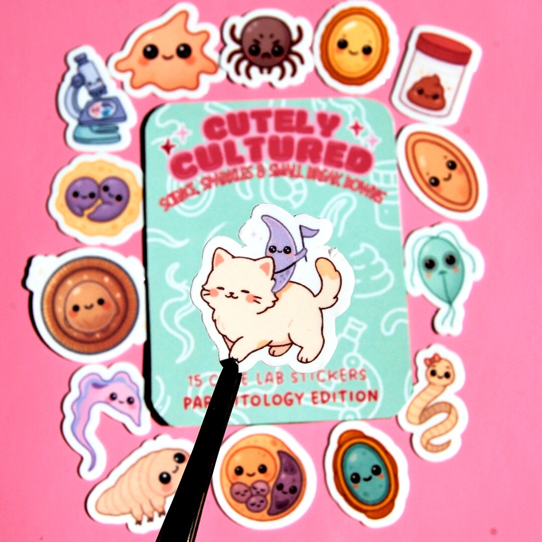 Parasitology Sticker Set - 15 Mini Kawaii Lab Stickers in Petri Dish ...