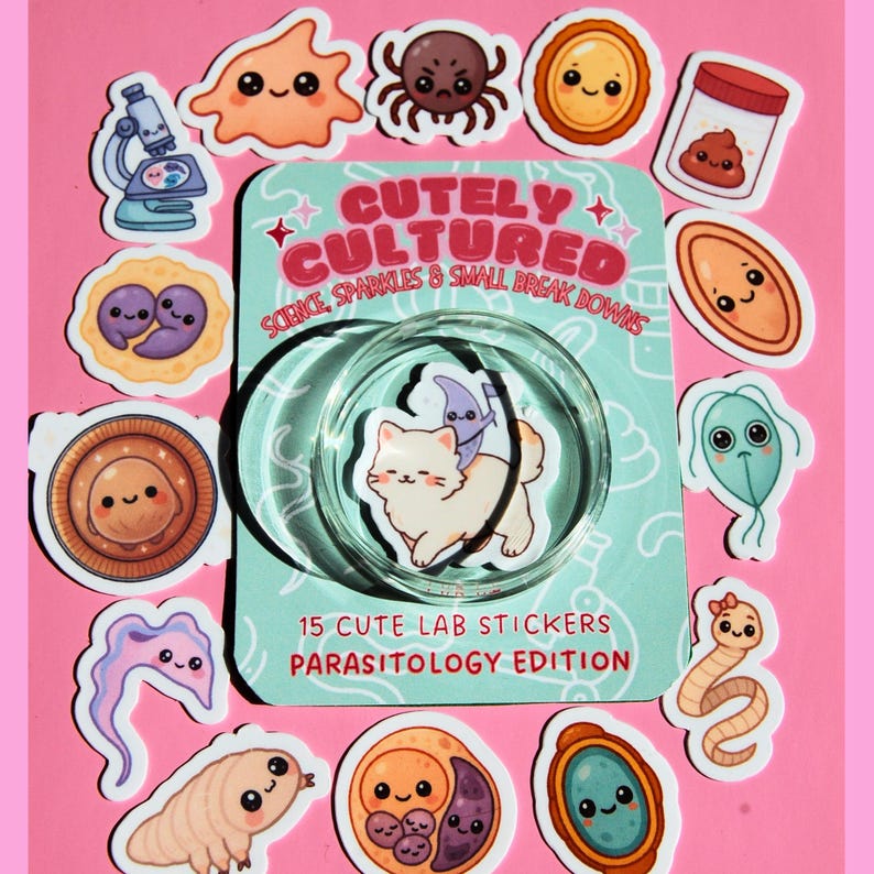 Parasitology Sticker Set - 15 Mini Kawaii Lab Stickers in Petri Dish ...