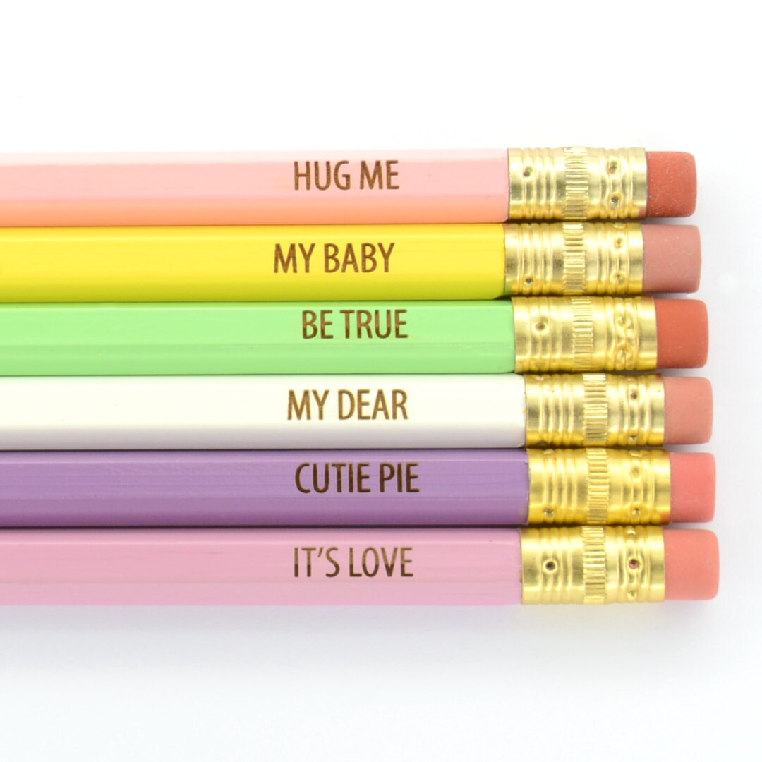 Sweethearts Candy Hearts Inspired 6 Pastel Pencil Gift Pack V1 - Etsy