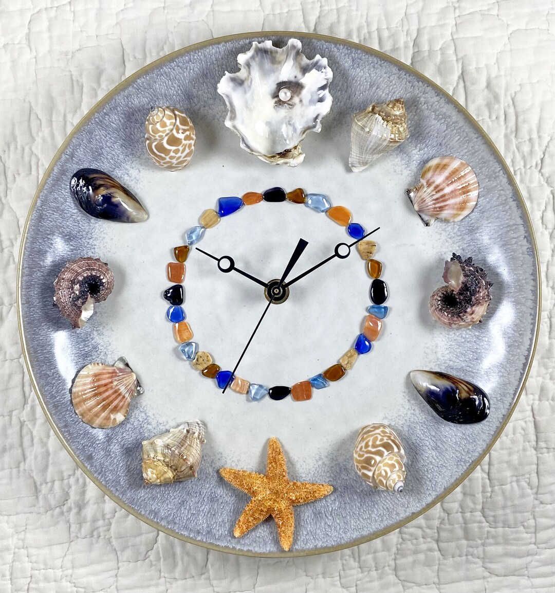 Seashell Wall Clock – Real Shell Coastal Decor, Handmade Beach House ...