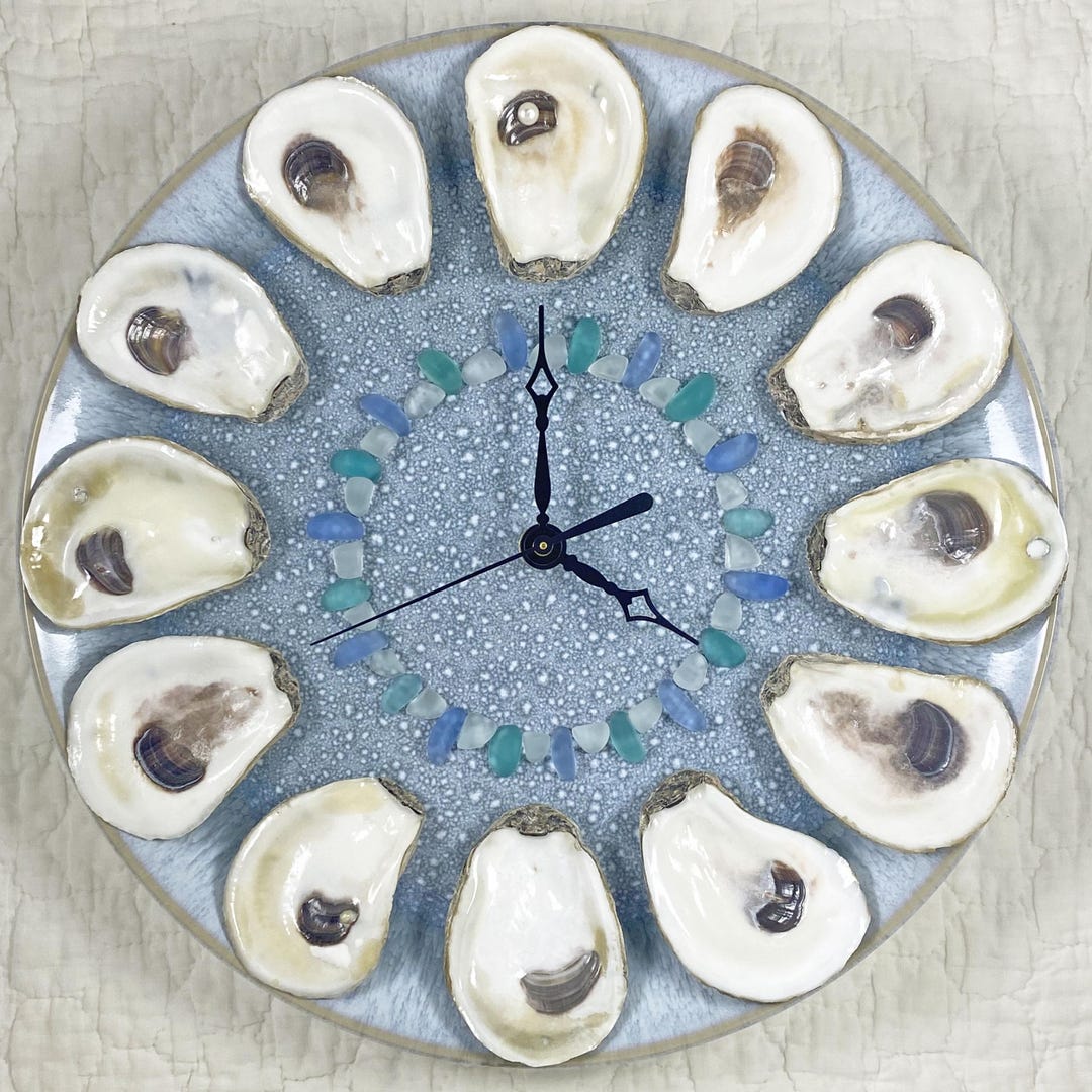 Oysters on the Half Shell Wall Clock, Oyster Clock, Shell Clock, Oyster ...