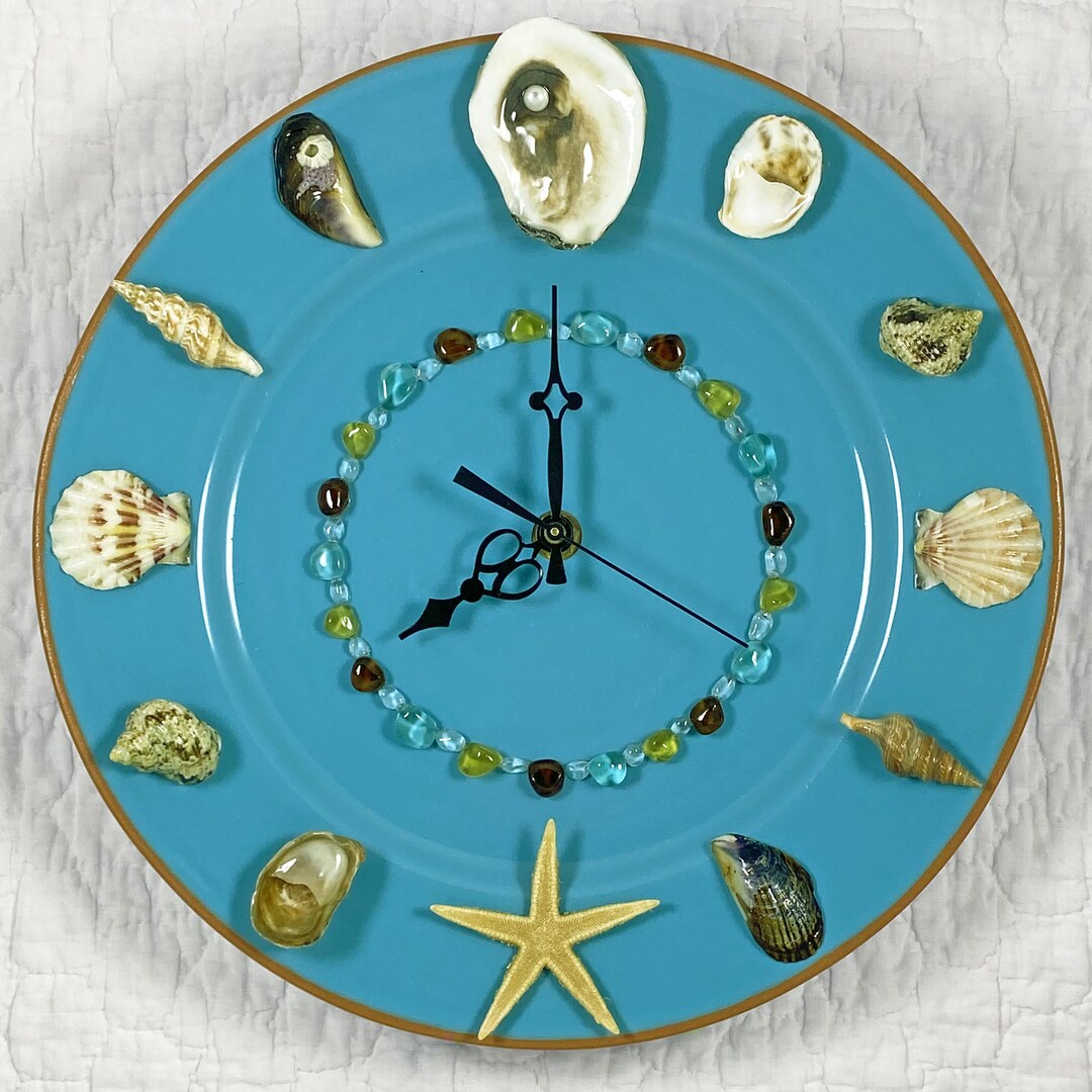 Seashell Wall Clock Terracotta and Turquoise - Etsy