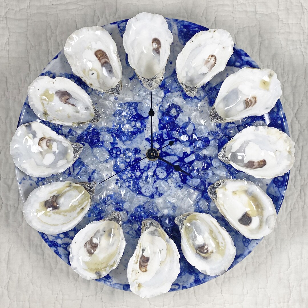 A Dozen Oysters on the Half Shell Wall Clock, Oyster Clock, Shell Clock ...