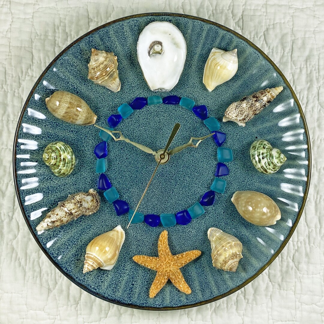 Seashell Wall Clock Caribbean Blue - Etsy
