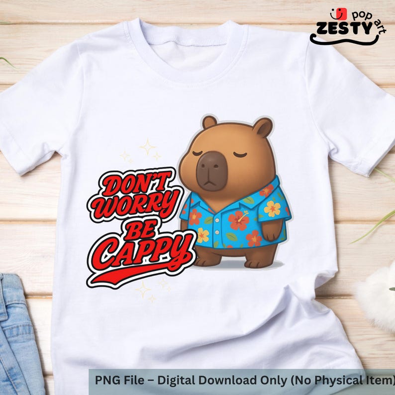 Don't Worry Be Cappy PNG | Capybara T-shirt Prints | Funny Capibara PNG ...