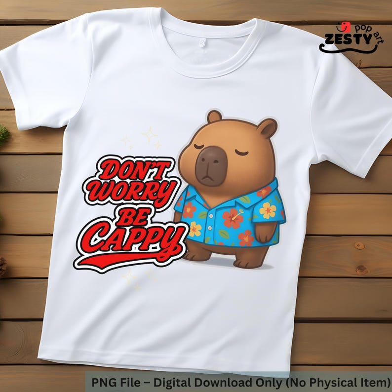 Don't Worry Be Cappy PNG | Capybara T-shirt Prints | Funny Capibara PNG ...