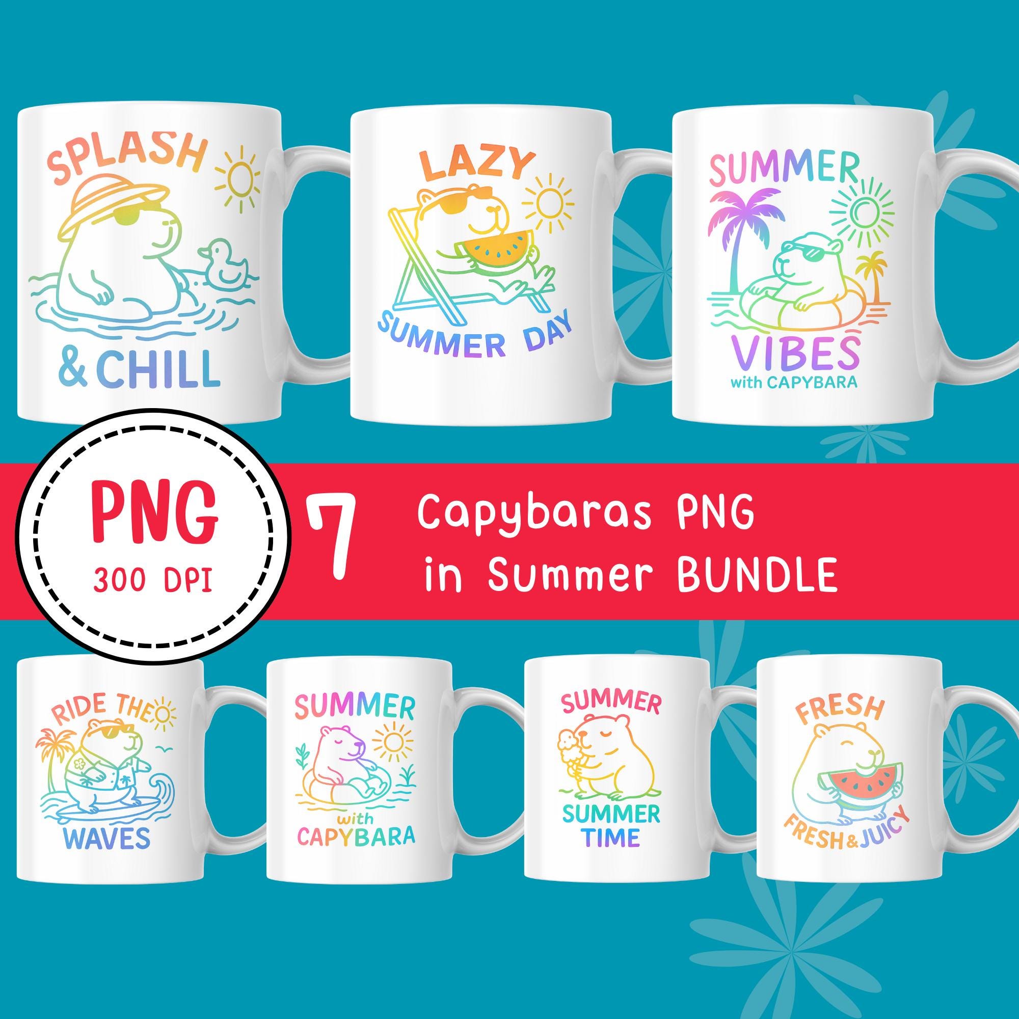 Capybaras in Summer PNG Bundle , Summer Vibes PNG, Summer Shirt Png ...