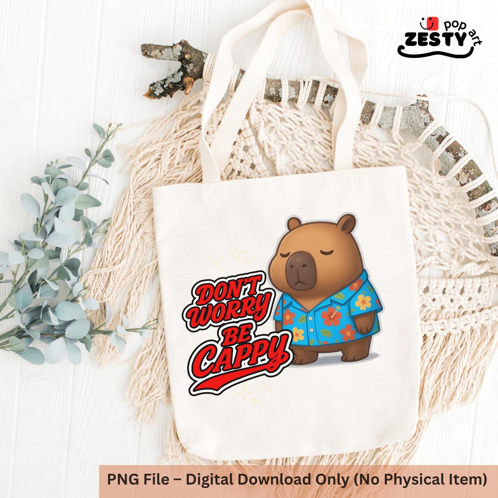 Don't Worry Be Cappy PNG | Capybara T-shirt Prints | Funny Capibara PNG ...