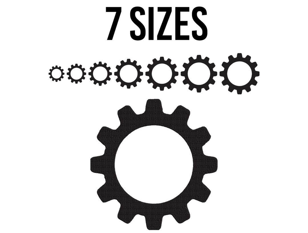 Gear Embroidery Design Files - Gear Silhouette Embroidery Files- Mini ...
