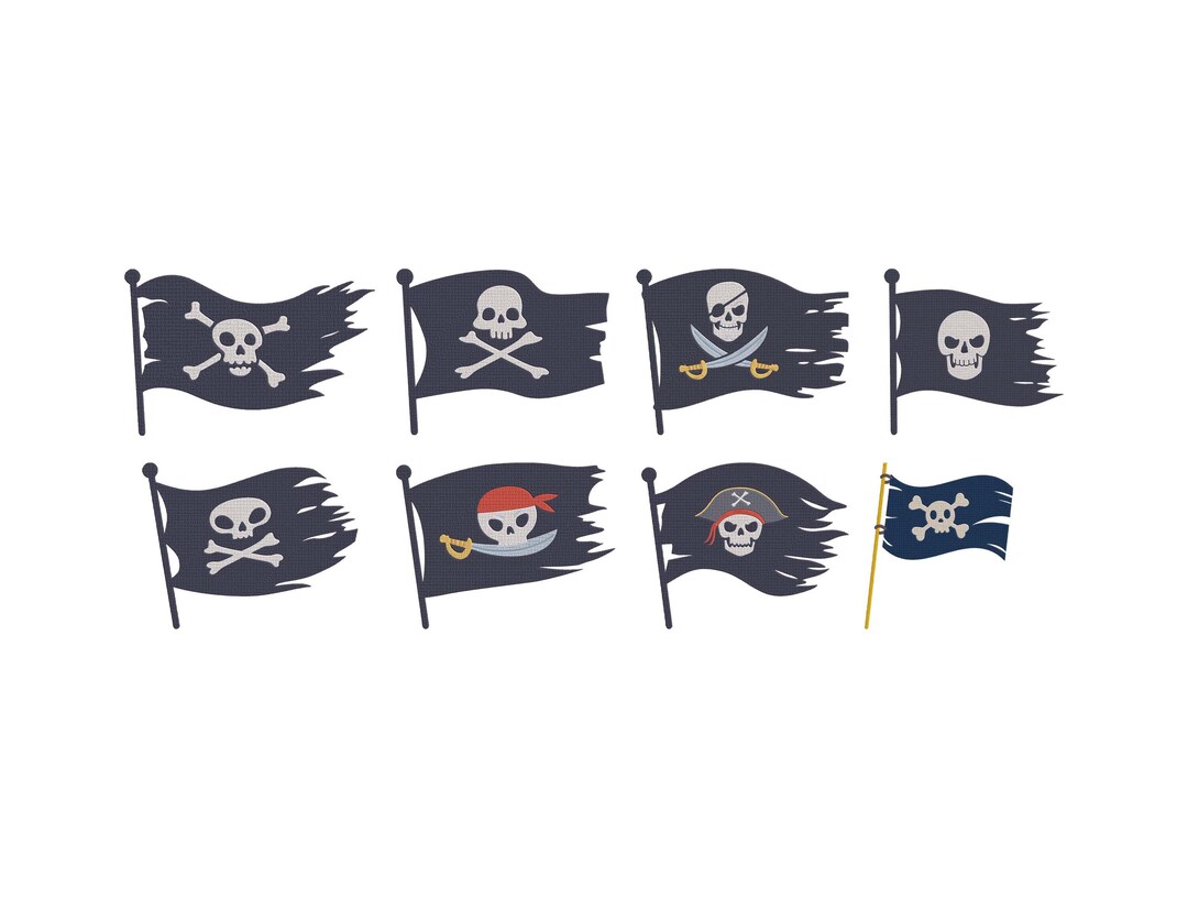Pirate Flag Bundle Embroidery Design, Crossed Swords Jolly Roger ...