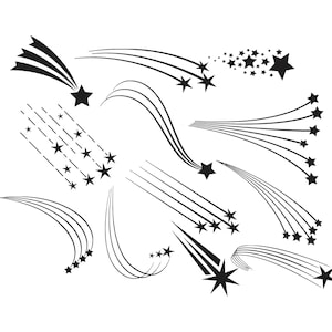 Shooting Star Bundle Embroidery Design, Falling Star With Trail ...