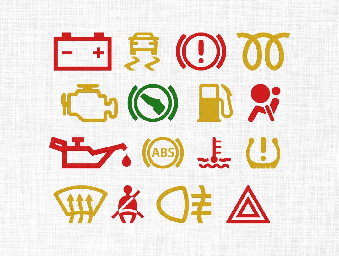 Car Dashboard Warning Sign Bundle Embroidery Design, Vehicle Dash ...