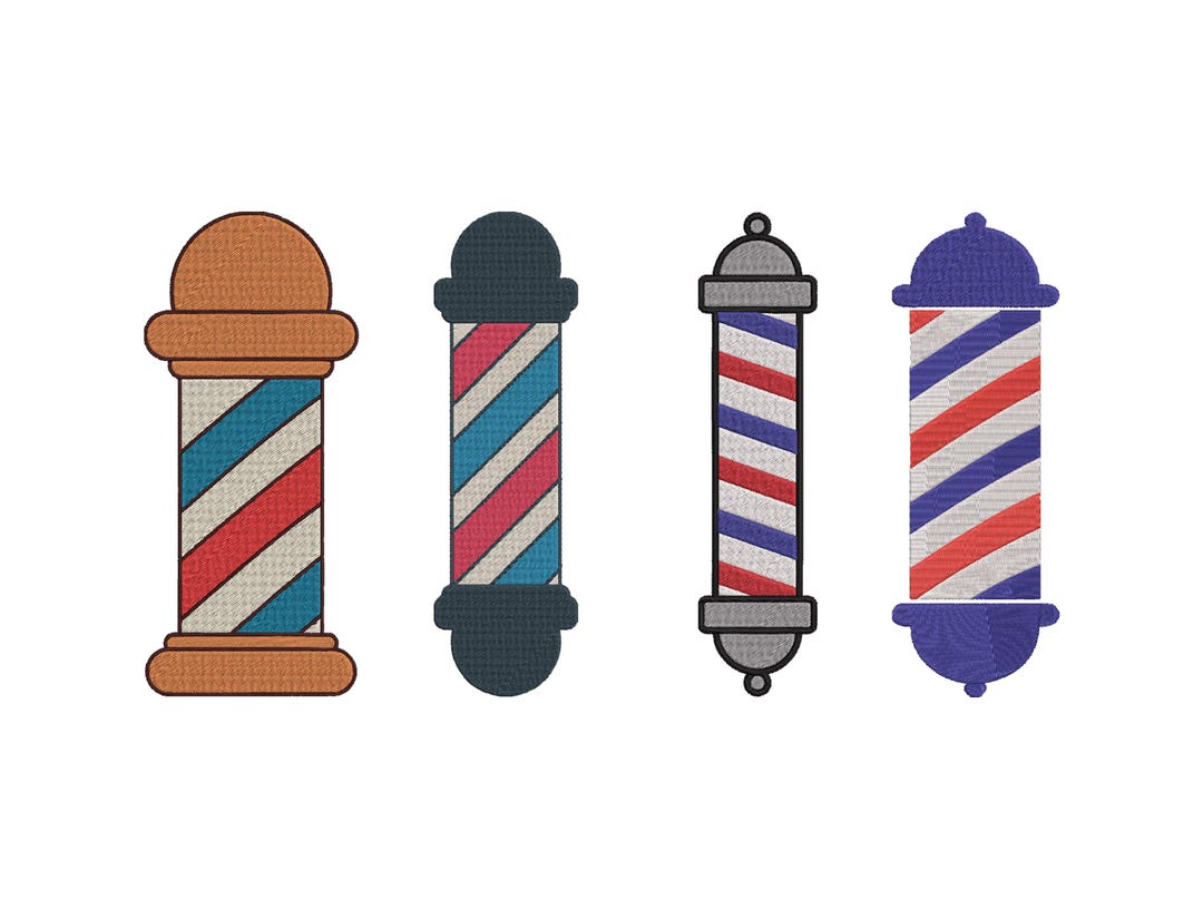 Barber Pole Machine Embroidery Design, Vintage Barber Pole Embroidery ...