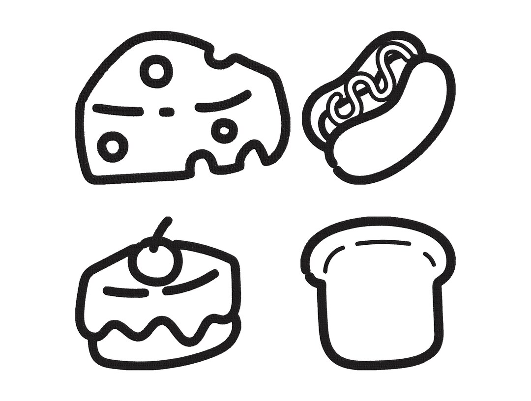 Food Snacks Embroidery Design - Food Snacks Bundle Design Files -cheese ...