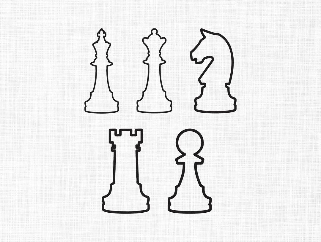 Chess Embroidery Design, Chess Pieces Outlines Embroidery, Chess Piece ...