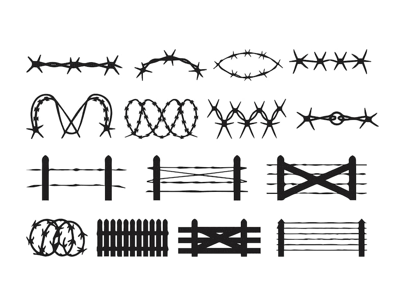 Barbed Wire Bundle Embroidery Design, Barbed Wires Embroidery, Barbed ...