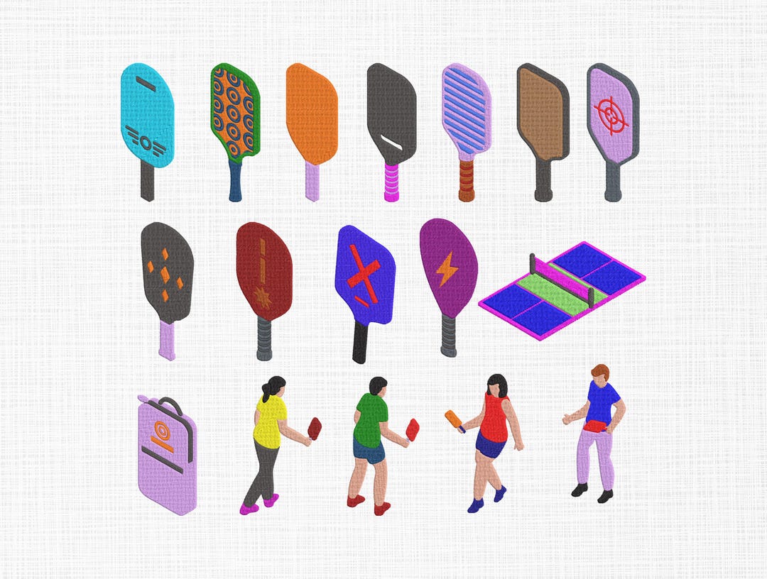 Pickleball Paddles Embroidery Design, Sports Bundle (6 Sizes) (digital ...
