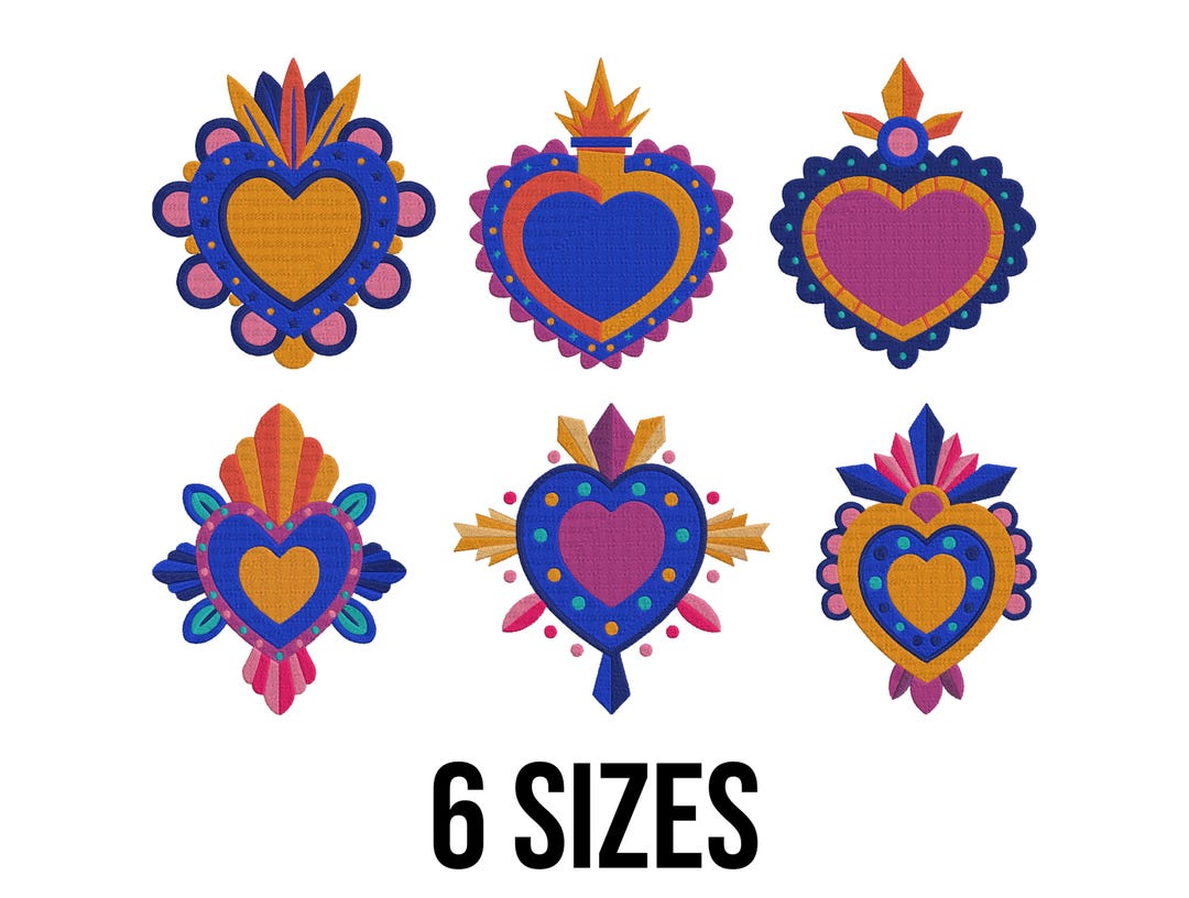 Sacred Heart Bundle Embroidery Design - Colorful Sacred Heart ...