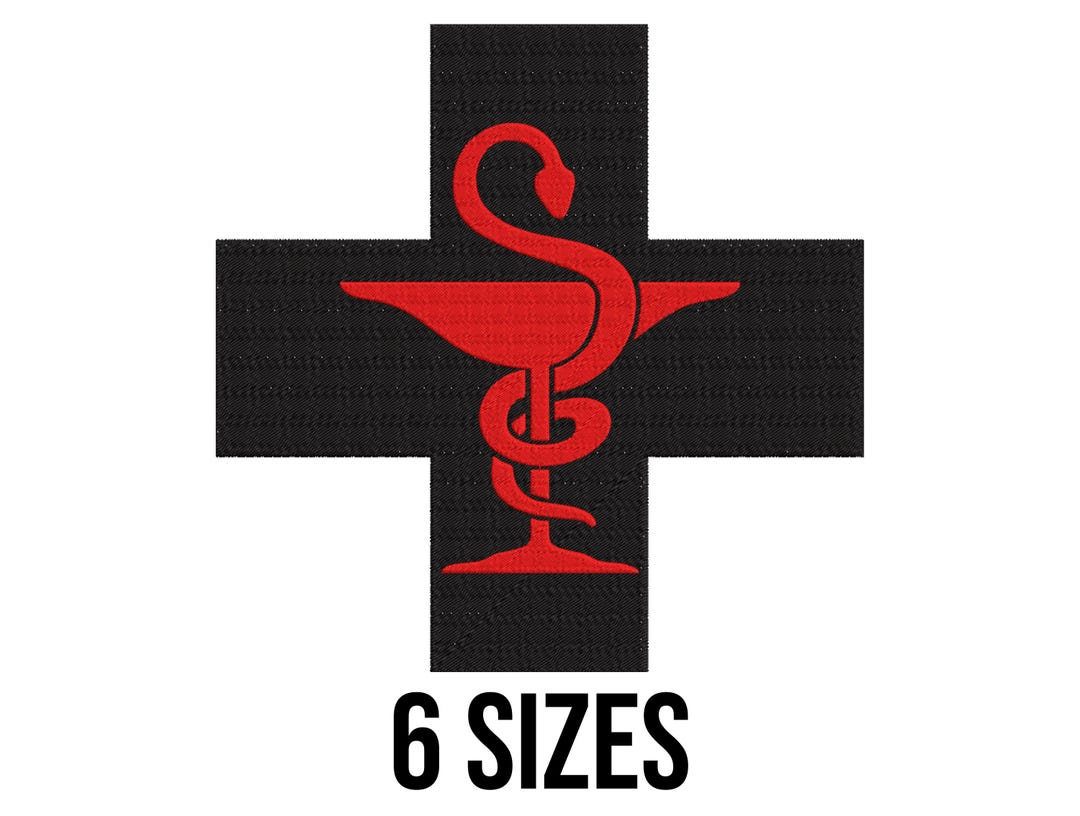 Pharmacy Symbol Embroidery Design- Medical Symbol Embroidery Design ...
