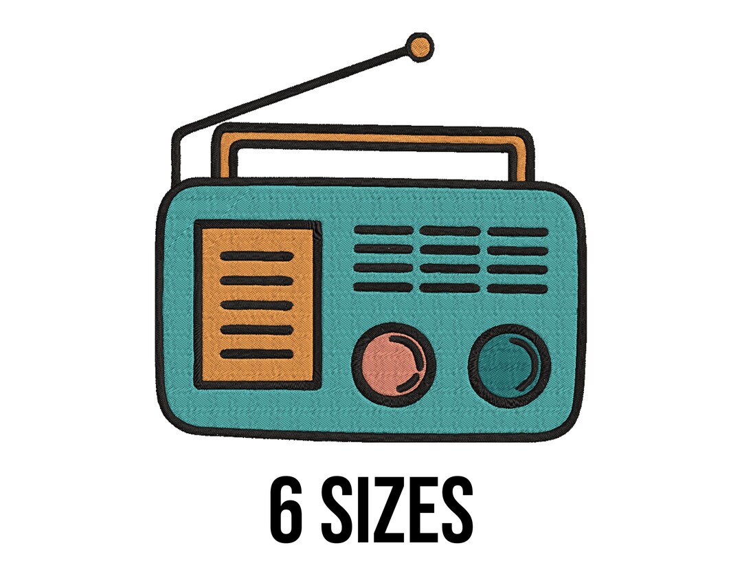 Radio Embroidery Design - FM Radio Embroidery Design - Retro Radio ...