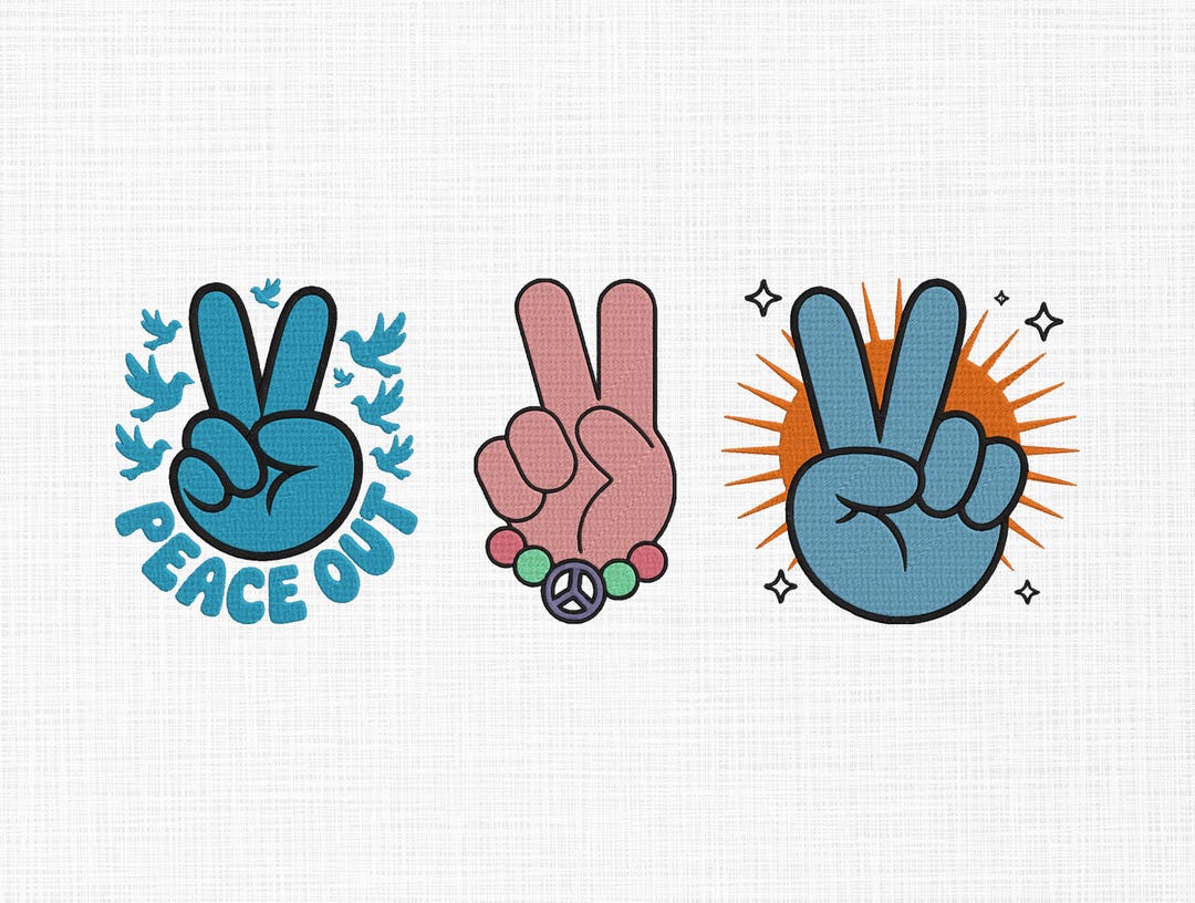 Peace Sign Machine Embroidery Design, 6 Sizes (digital Download) - Etsy
