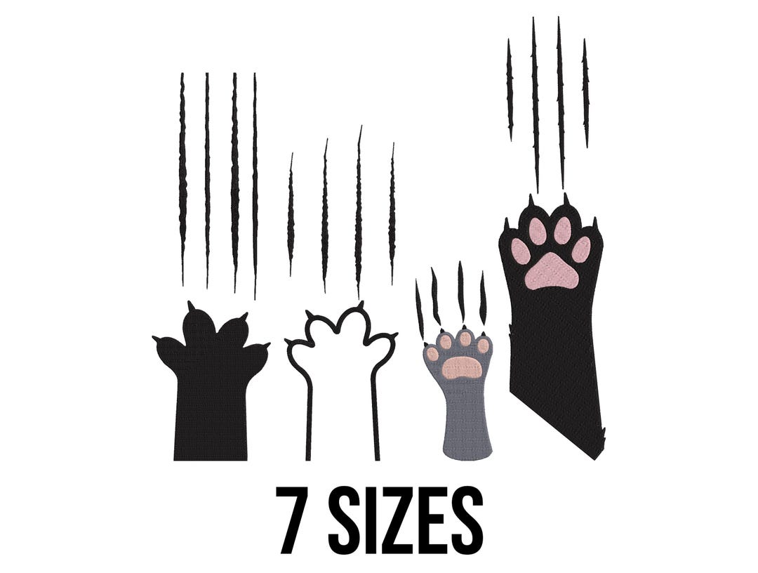 Cat Paws Scratches Embroidery Design - Paw Stamps Embroidery Design ...