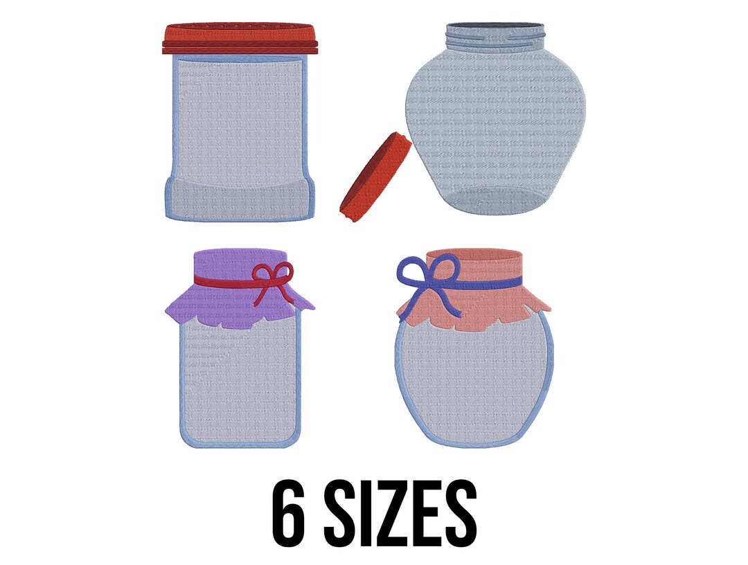 Glass Jar Embroidery Design - Mason Jar Embroidery Design - Jars ...