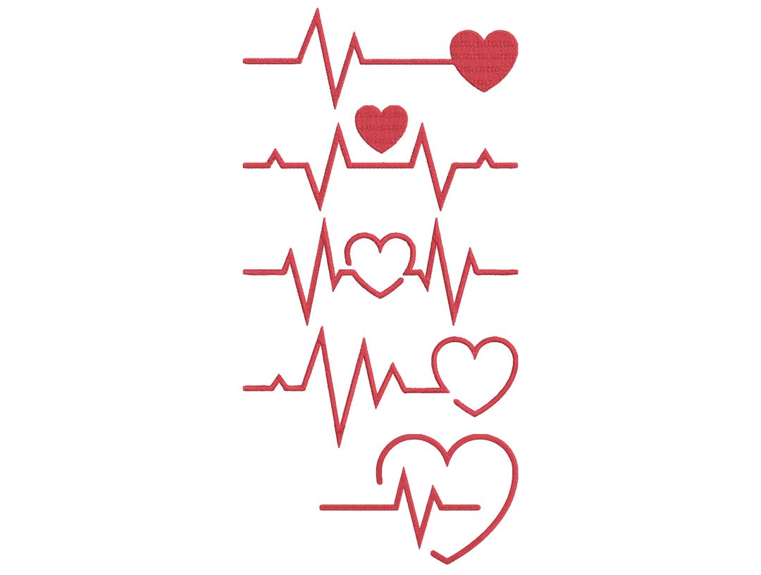 Heart Pulse Embroidery Design - Heartbeat Embroidery Files - ECG ...