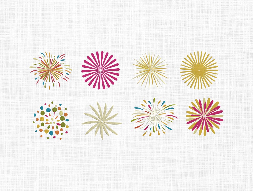 Fireworks Embroidery Design, Colorful Fireworks Machine Embroidery ...