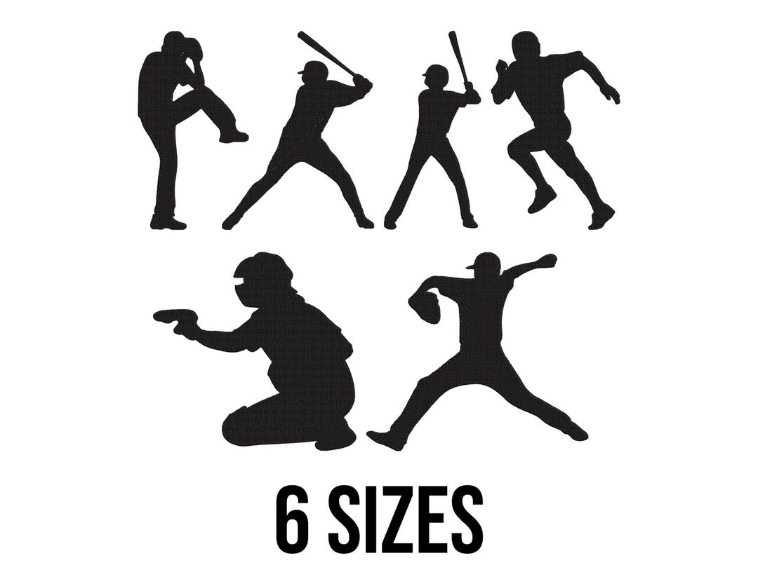 Baseball Players Embroidery Design - Baseball Player Silhouette ...