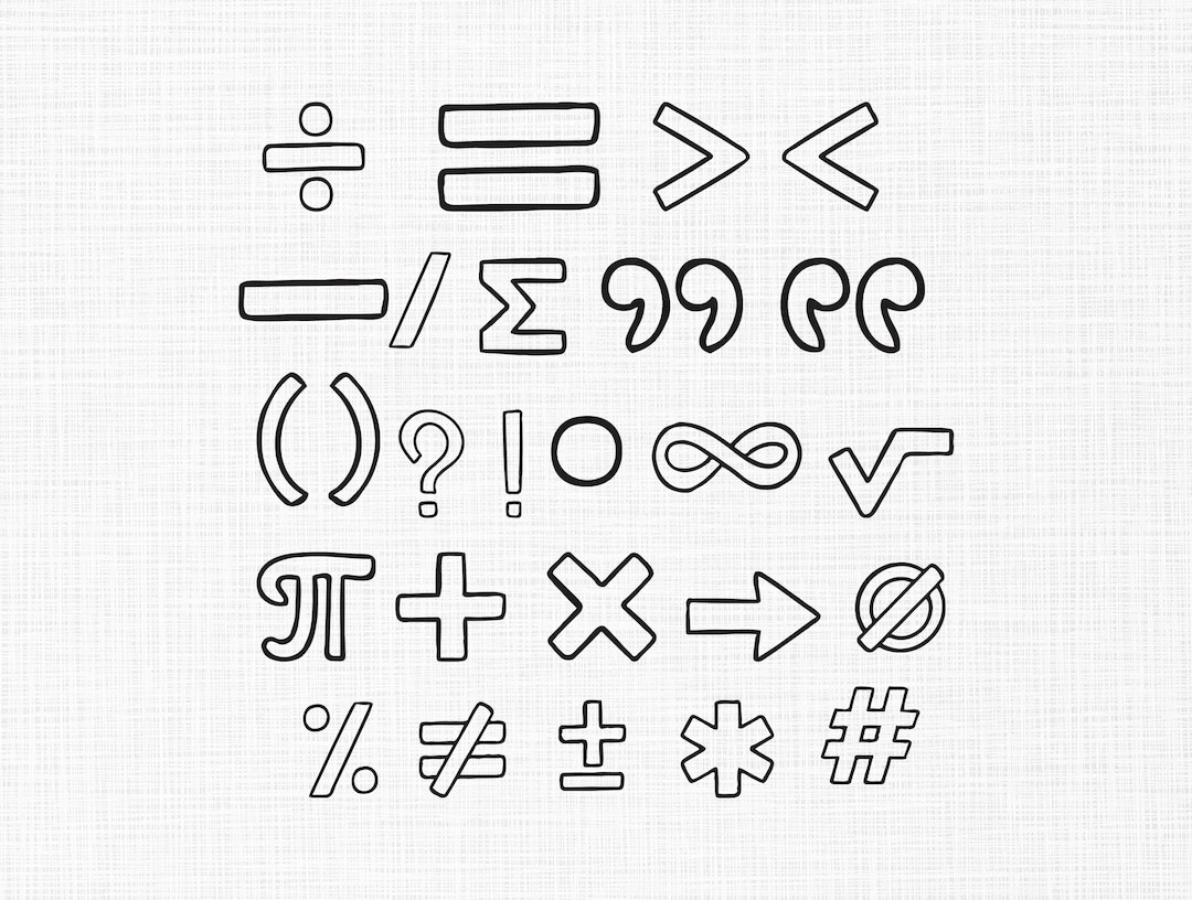 Math Symbols Outline Set Embroidery Design, Punctuation Marks ...