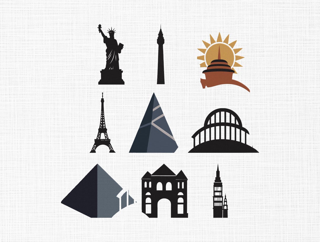 World Land Marks Embroidery Design, Global Landmarks Embroidery Design ...