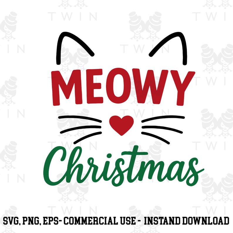 Meowy Christmas Design Bundle SVG, PNG, EPS, Funny Design Digital ...