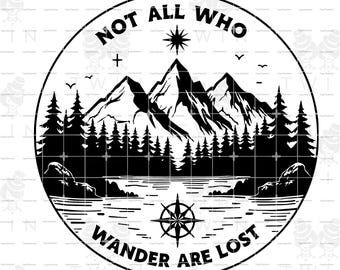 Not All Who Wander Are Lost SVG: Mountain Compass Cut File (digital ...