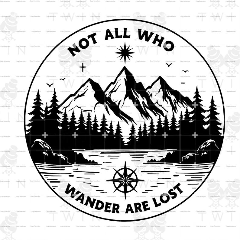 Not All Who Wander Are Lost SVG: Mountain Compass Cut File (digital ...