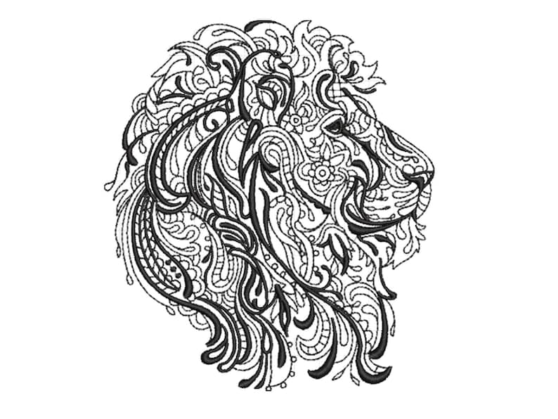 Lion Embroidery Design - Etsy