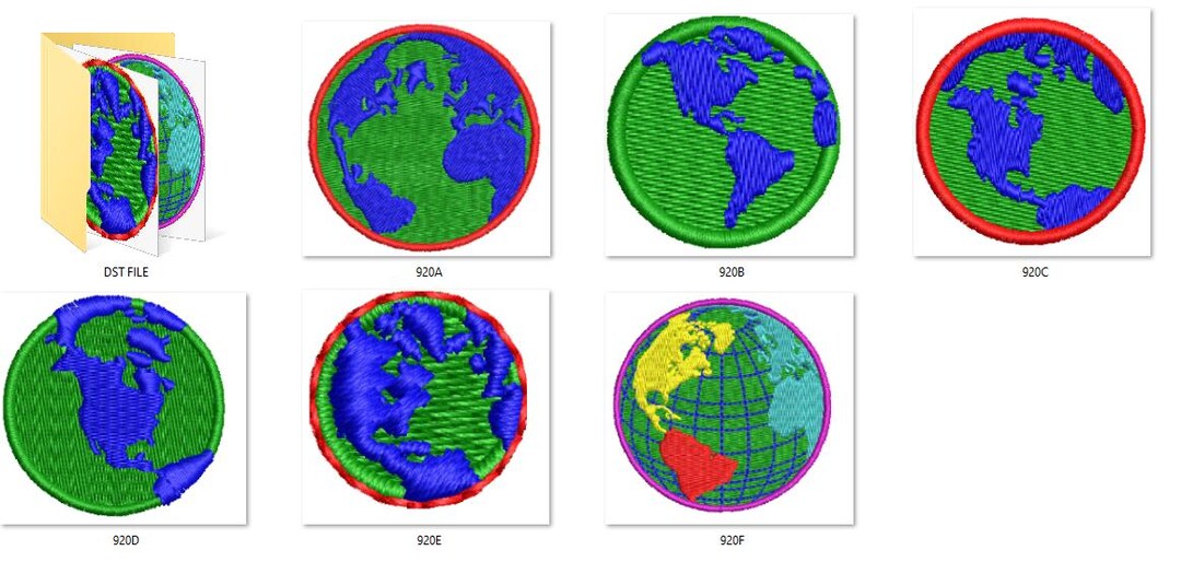 Globe Earth Embroidery Design 6 DST File - Etsy