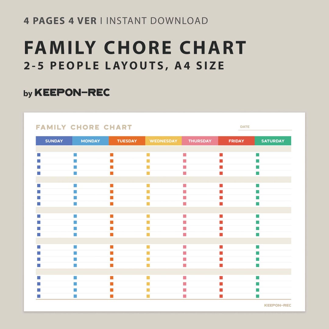 Weekly Family Chore Chart: Editable Cleaning Schedule (PDF) - Etsy