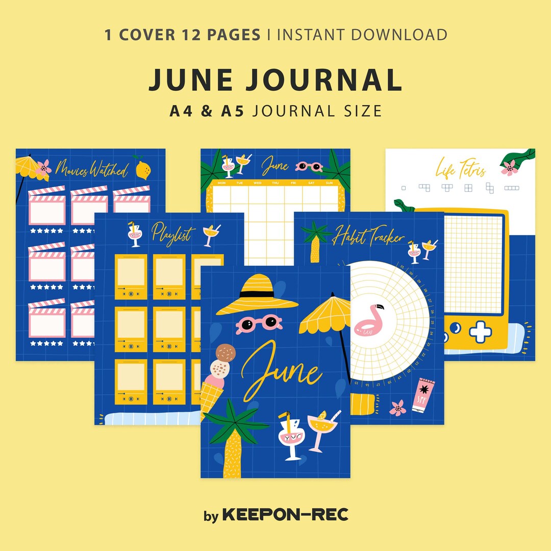 June Journal Bundle - Summer - PRINTABLE Journal Pages - PRE-COLOURED ...