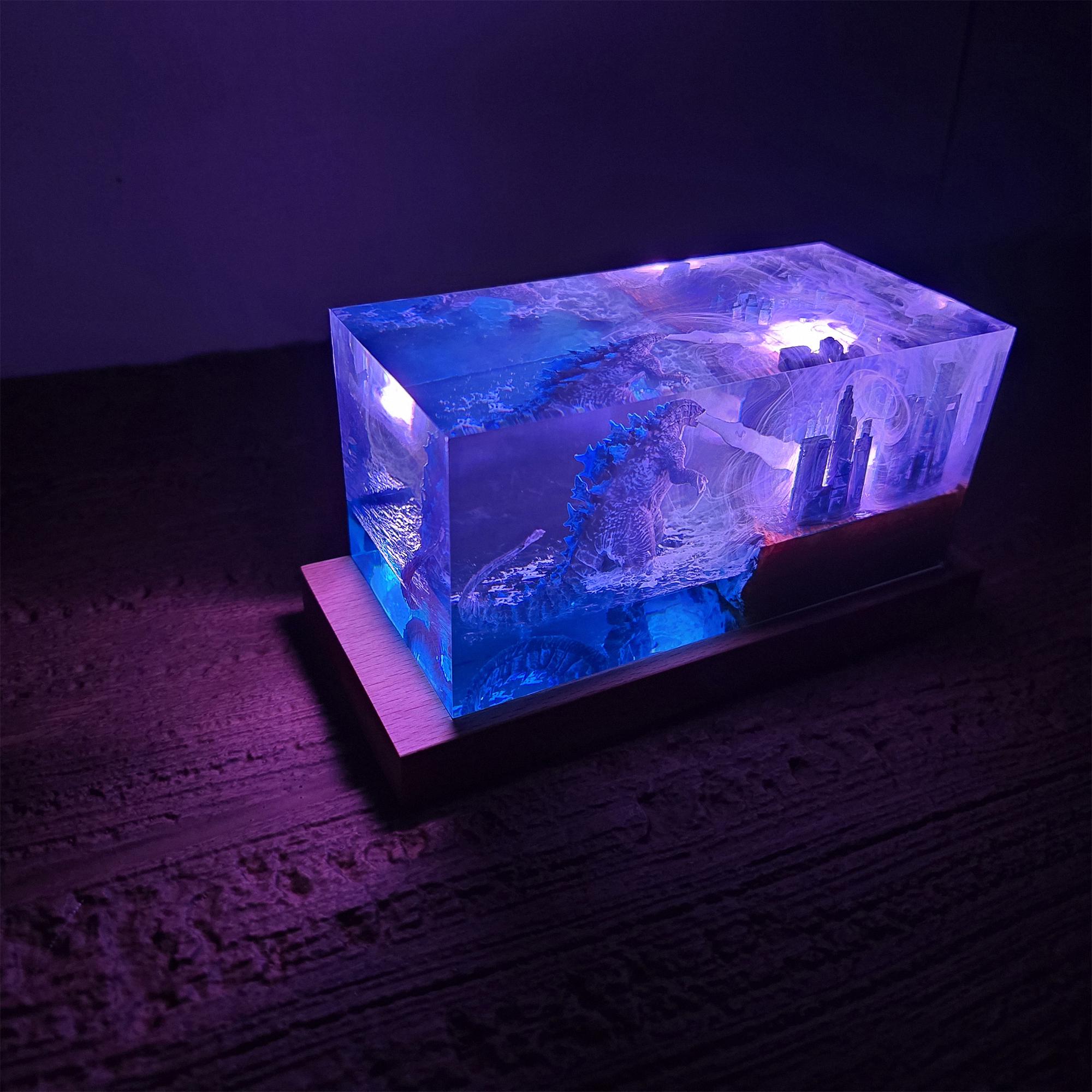 Large Godzilla Night Lamp, Epoxy Resin Lamp With Godzilla Figure and ...